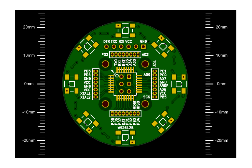 Circular WS2812B + ATmega168 / 328 breakout board from madworm on Tindie